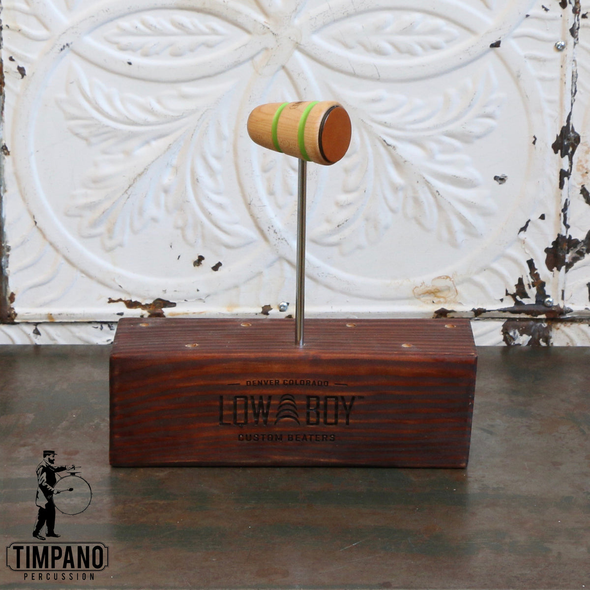 Low Boy Leather Daddy Timpano (natural, green line) - — Timpano-percussion